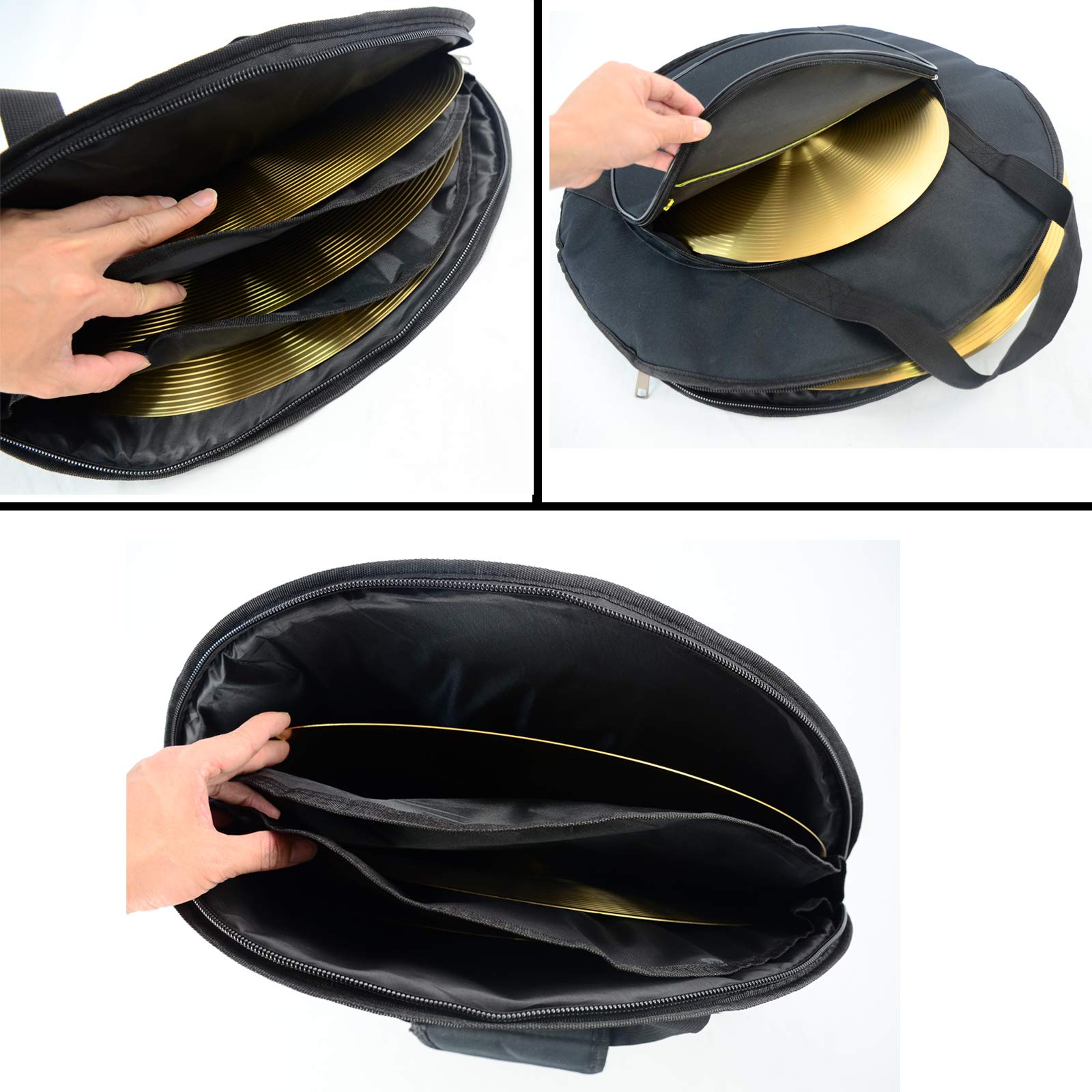 AKOZLIN 21" Cymbal Gig Bag with Carry Handle,5mm thick Padded cotton for perfect protection, Great for Dust-proof and waterproof Storage(Black)