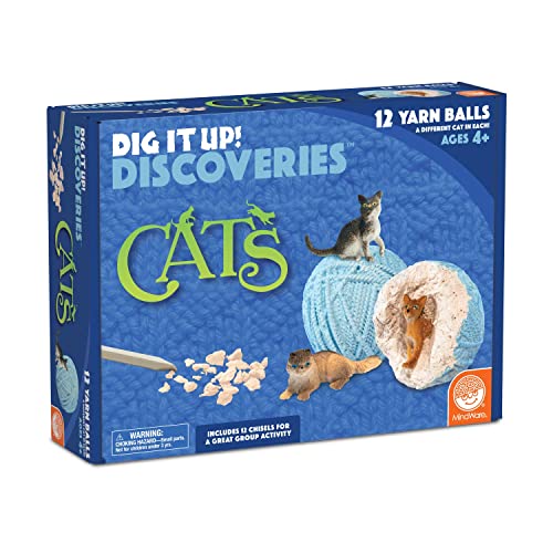 MindWare Dig It Up Discoveries: Cats β Party-Sized 12-Pack of Educational Discovery Digs for Kids with Tools & Fun Facts β Learn All About Cats!