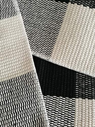 Buffalo Plaid Rug 2 x 3 ft Black White Checkered Door Mats for Entry Way, Front Porch, Kitchen, Farmhouse Carpet Cotton Washable Hand Woven Outdoor Rug