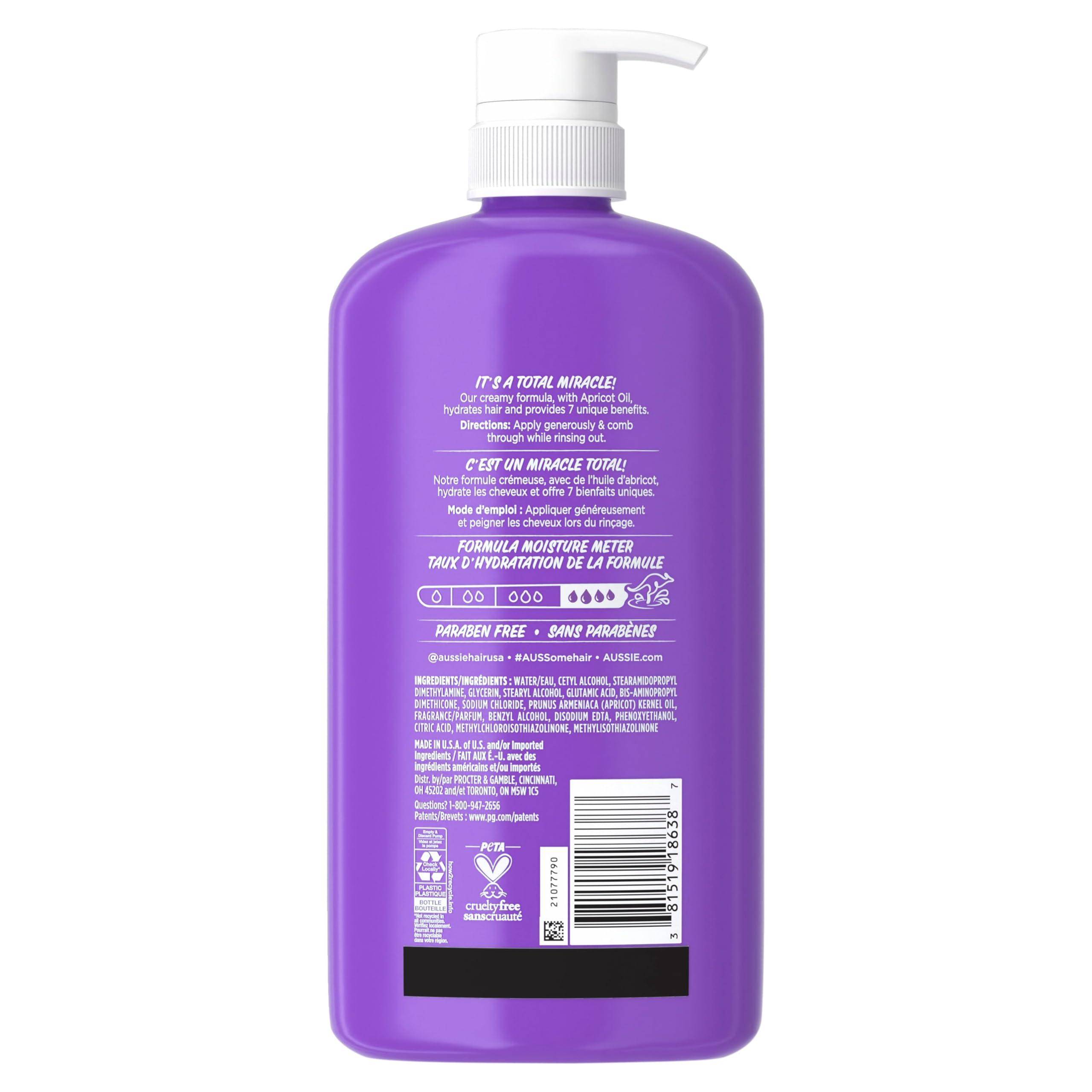 Aussie For Damage â Paraben-Free Total Miracle Conditioner w/Apricot, 30.4 fl oz/bottle (4 Count)
