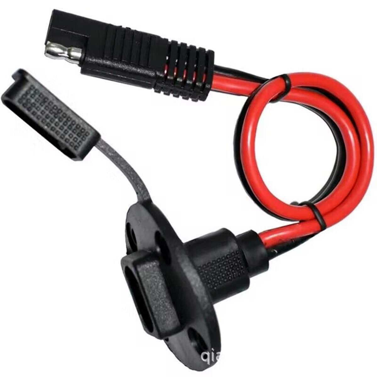 12AWG SAE Cable Connector, Solar Weatherproof SAE Quick Connect Solar Panel Mount, SAE Power Socket Sidewall Port,Universal Flush-Mountable Connector for Battery Charger 30cm(2PCS)