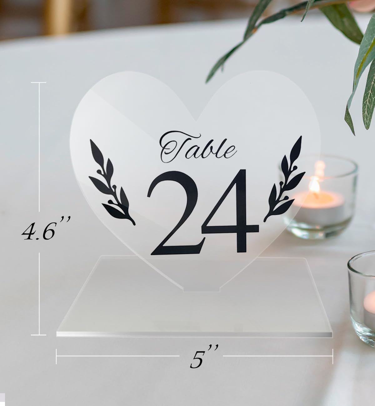 25 PCS Wedding Table Numbers, Table Numbers for Wedding Reception heart shaped, Table Numbers Wedding acrylic, Wedding Table Number with stands.