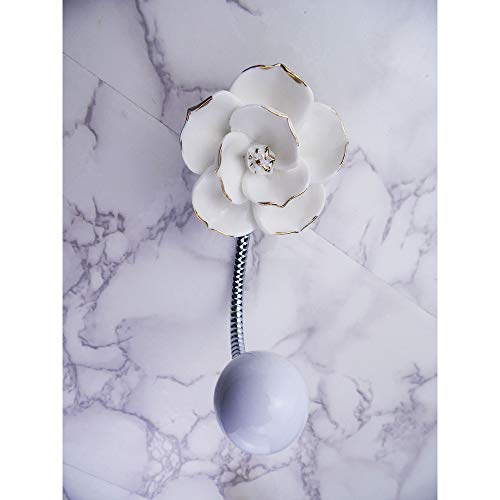 Kani Wall Hooks, Handmade Rose Flower Ceramic Wall Hook Holder Heavy Duty Utility Storage Hook for Hanging Coat Hat Towel Robe, Creative Coat Hook for Kitchen Bathroom Office 2 Pack