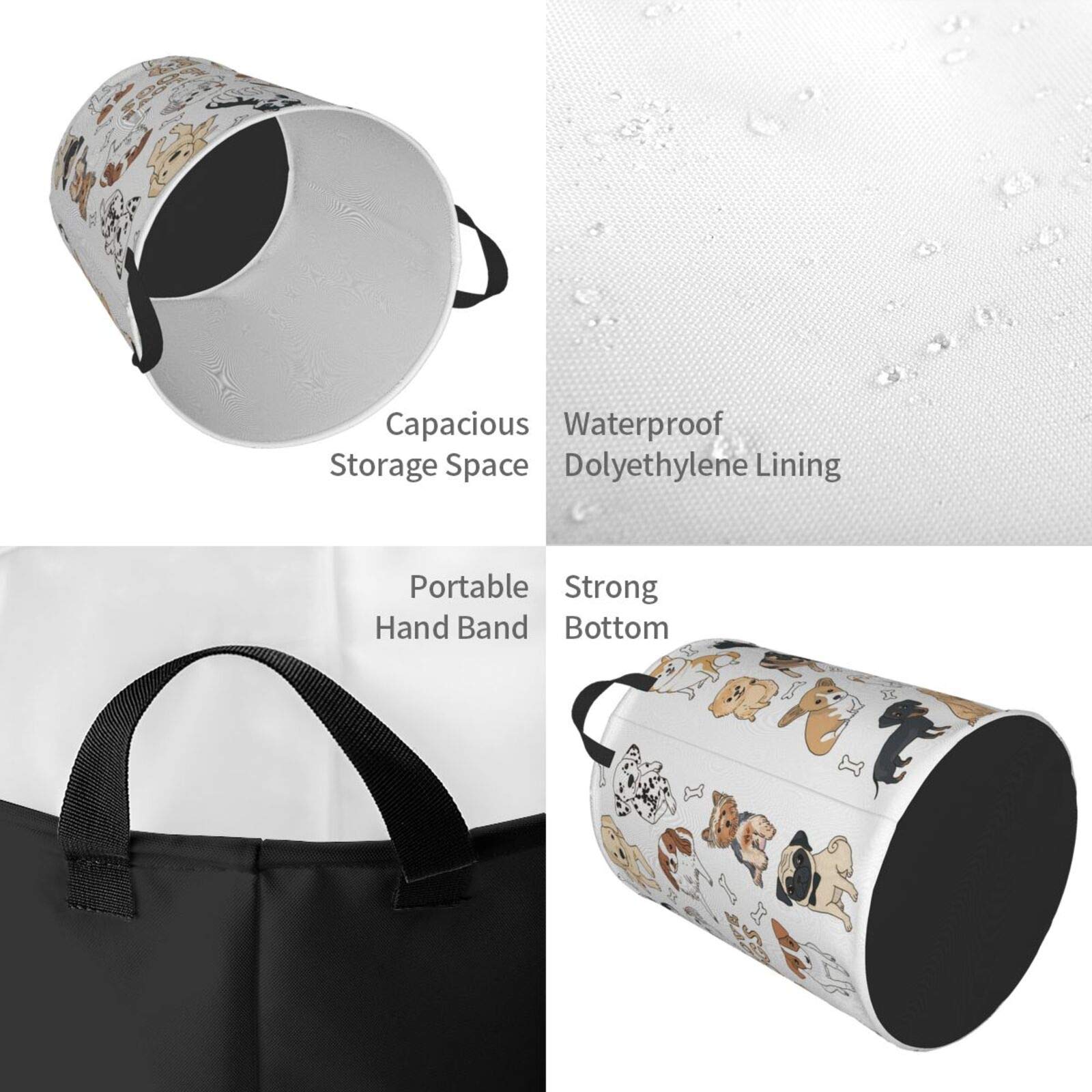 Foruidea Cute Puppy Dog Laundry Basket,Laundry Hamper,Collapsible Storage Bin, Oxford Fabric Clothes Baskets,Nursery Hamper For Home,Office,Dorm,Gift Basket