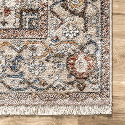 nuLOOM Harriet Vintage Medallion Fringe Area Rug, 4' x 6', Light Brown