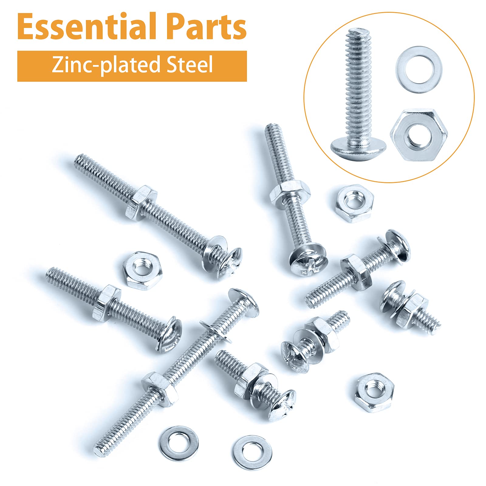 VIGRUE 705PCS #8-32x1/2 to #8-32x2 Machine Screws 8/32 Knob/Pull Screws Bolt Nut Flat Washers Zinc-Plated Steel Phillips Machine Screws Assortment Kit, Cabinet Door and Drawer Screws