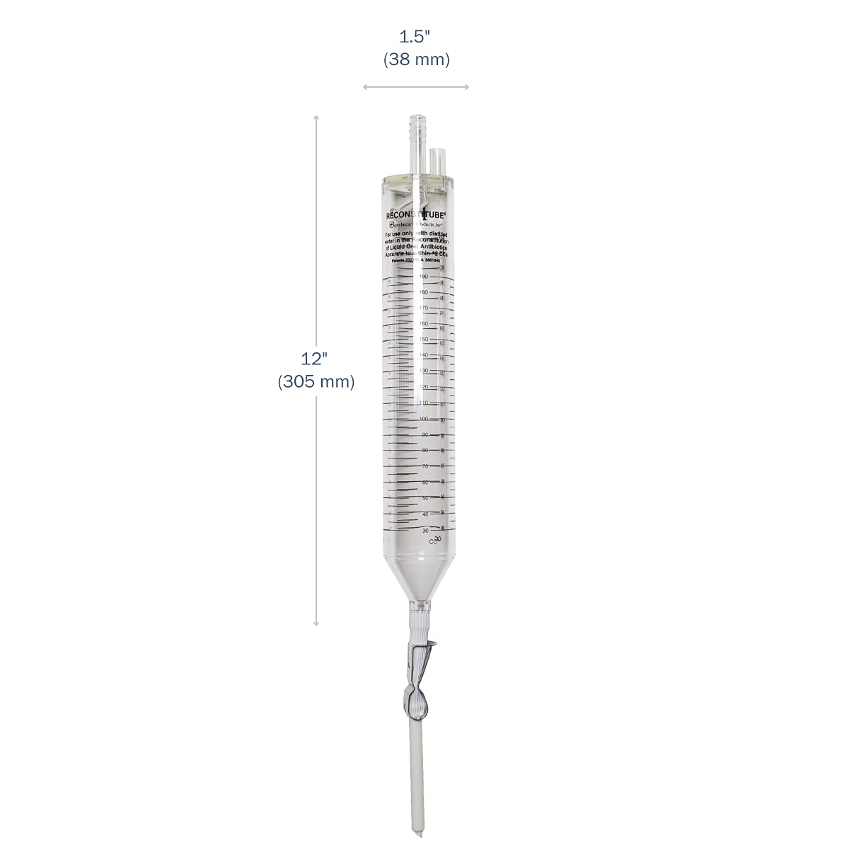 Apothecary Products Reconstitube, Includes Acrylic Tube Metal Clamp, Siphone Hose, Easy One-Handed Operation, Steel, 1 Count