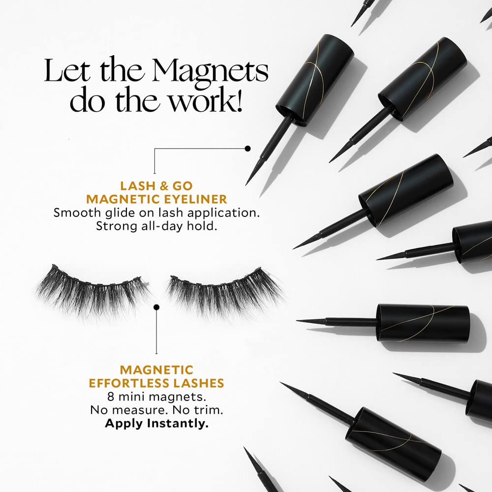 Velour Magnetic Lash & Go Eyeliner - Fine Tip Liquid Magnetic Eyeliner + Lash Glue Hybrid for Magnetic Eyelashes & False Lashes - 2-in-1 Self Adhesive Eyeliner for Magnetic Lashes - 3.5 ml (Black)