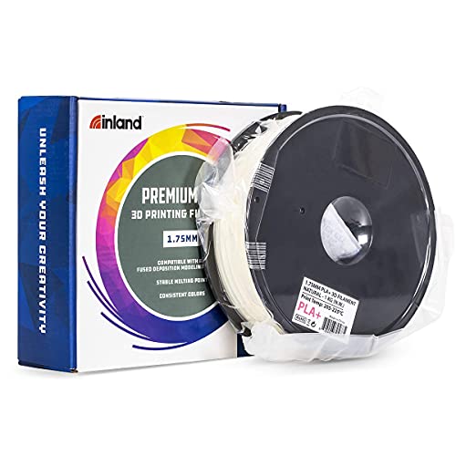Inland PLA Plus (PLA+) 3D Printer Filament 1.75mm - PLA Pro Dimensional Accuracy +/- 0.03 mm - 1 kg Spool (2.2 lbs) β Fits Most FDM/FFF Printers β Odor Free, Clog Free 3D Printing Filaments - Natural