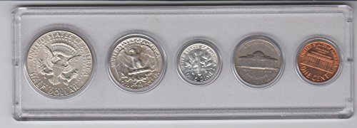 1964 Birth Year Coin Set (5) Coins Half Dollar, Quarter, Dime, Nickel, and Cent all dated 1964 and Encased in a Plastic Display Holder Choice Uncirculated