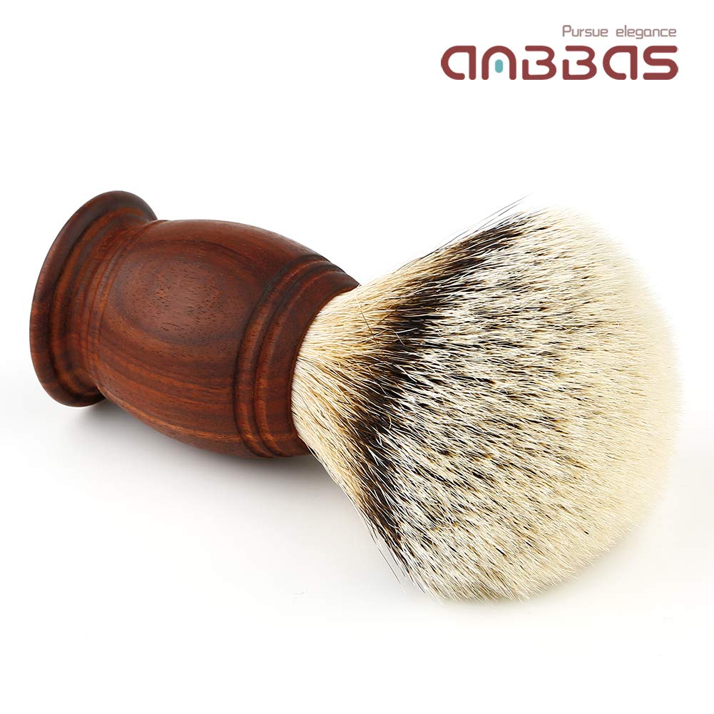 Anbbas 4.9inches Giant Shaving Brush Silvertip Badger Hair Quality Rosewood Handle, Perfect with Shaving Soap Cream, DE Straight Razor for Mens Close Shave