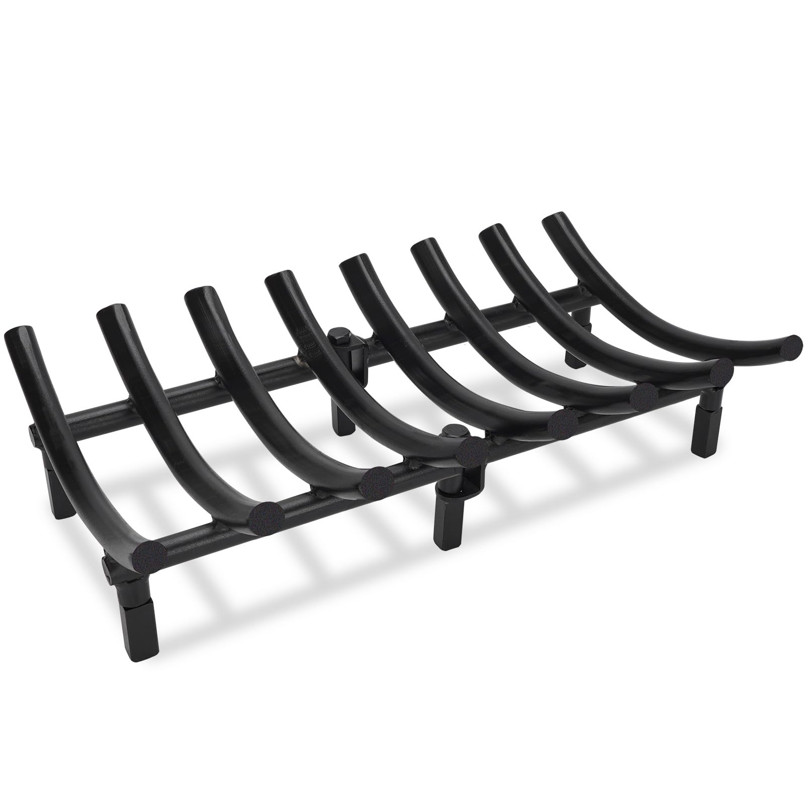 17" Fireplace Grate with Solid Round Steel 3/4" Bar, Heavy Duty Wood Stove Log Holder Rack Grates Easy Assembly Wrought Iron Indoor Outdoor Chimney Hearth Wood Burning Fireplace Accessories Tools