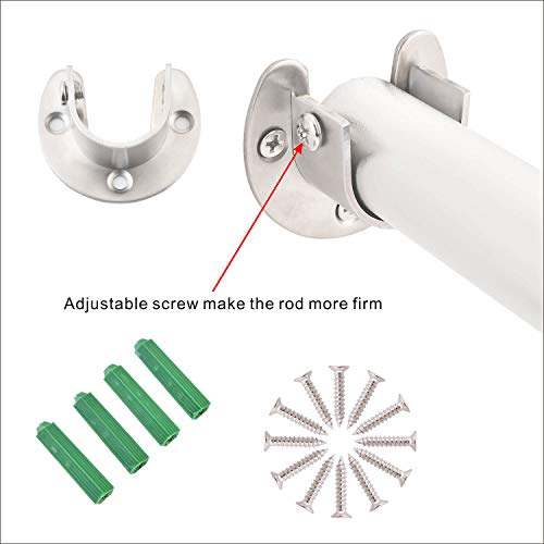 Closet Rod Brackets Heavy Duty Stainless Steel Closet Rod Holder U Shape Socket Bracket End for Shower Rod Holder Closet Rar Bracket Closet Pole Socket 1 inch Curtain Rod Bracket with Screws 2 Sets