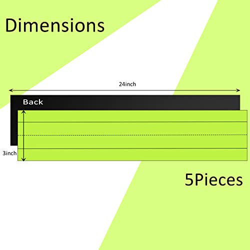 5 Pack Magnetic Sentence Strips, 24 x 3 Inch, Magnetic Dry Erase Sentence Strips, Lined Magnetic Strips, Reusable Classroom Learning Tool for Whiteboard Learning Teacher (Multi Color)