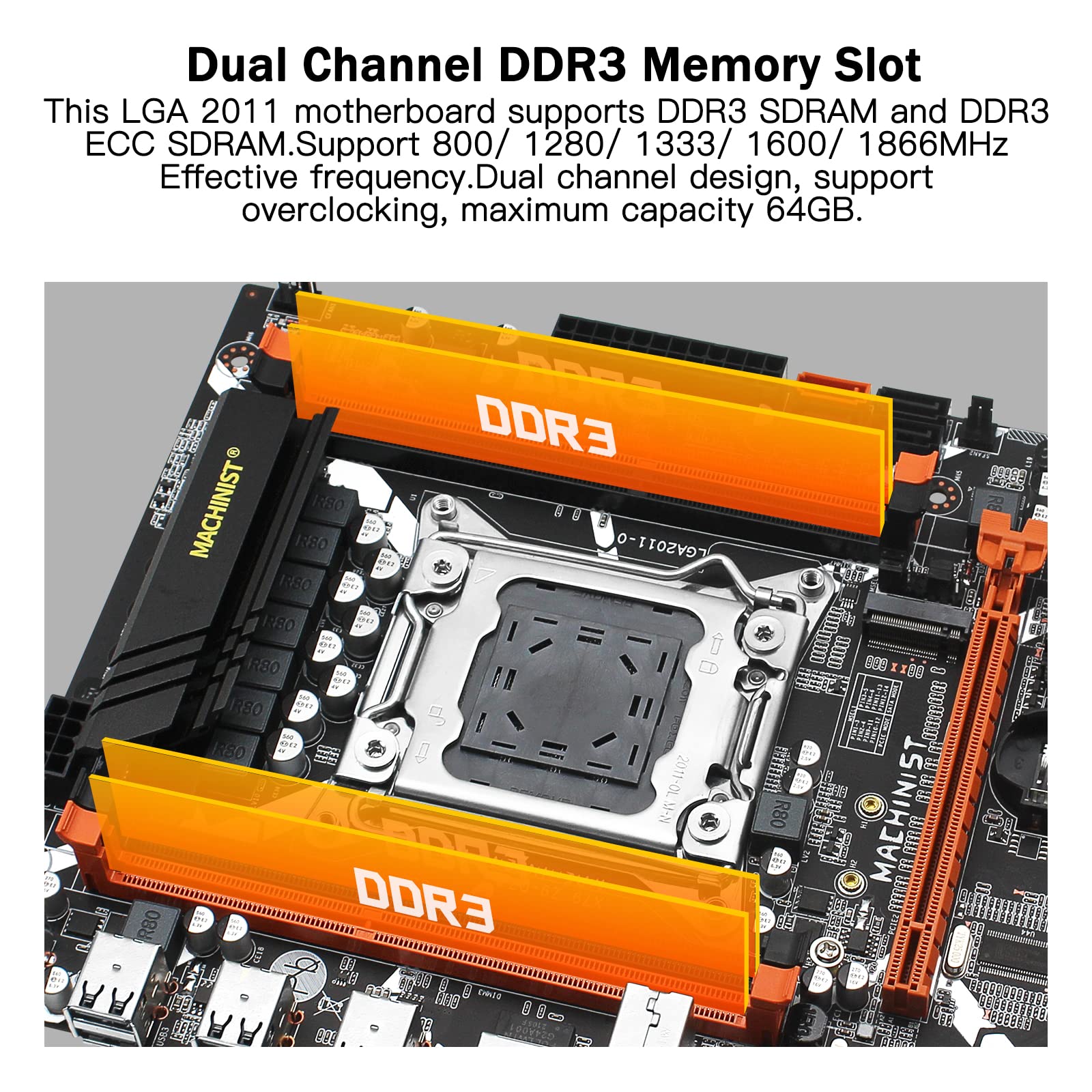 MACHINIST X79 Micro ATX Motherboard, LGA 2011 (Intel 3th Gen) Server Gaming Motherboard (PCIe 3.0, NVME/SATA M.2, Dual Channel DDR3, SATA 6Gb/s) for Intel Xeon E5 V1/V2, Core i7 Processor