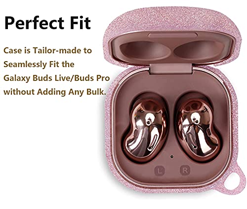 Silicone Case for Samsung Galaxy Buds Live/Buds Pro - 2021 Soft Carrying Case Protective Wireless Charging Cover Skin with Keychain for Women&Girls - (Rose Gold)