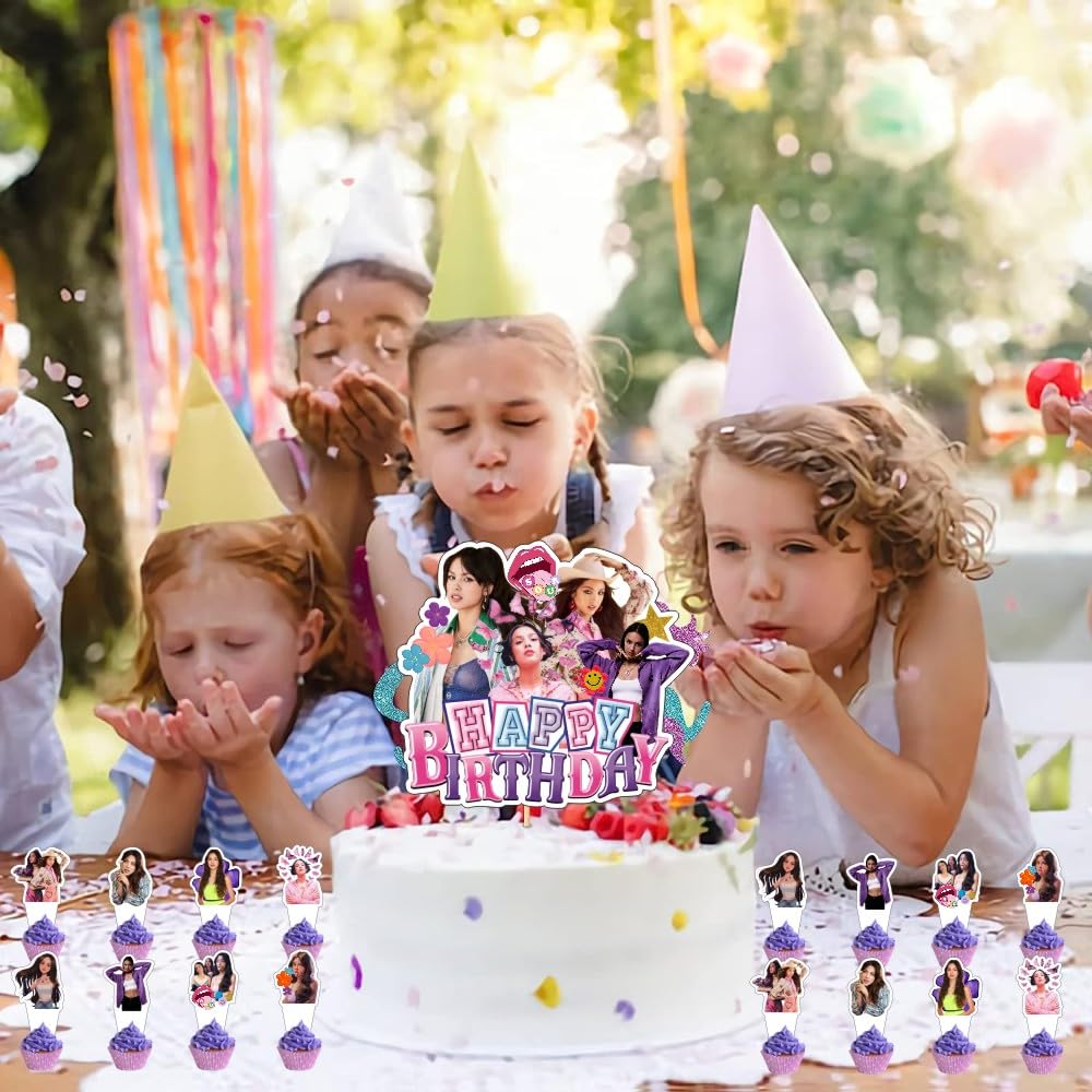25pcs Olivia Cake Decorations with 24pcs Cupcake Toppers, 1pcs Cake Topper for Rodrigo Birthday Party Supplies