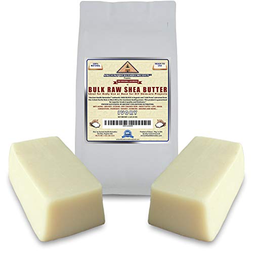 ANCIENT HEALTH REMEDIES Organic Unrefined Raw AFRICAN IVORY WHITE SHEA BUTTER BLOCKS/JAR Bulk Size Grade A for Anti Aging Dry Skin Base for DIY Body Butter, Beauty(Ghana) (10-3/8 x 5-1/4 x 3)
