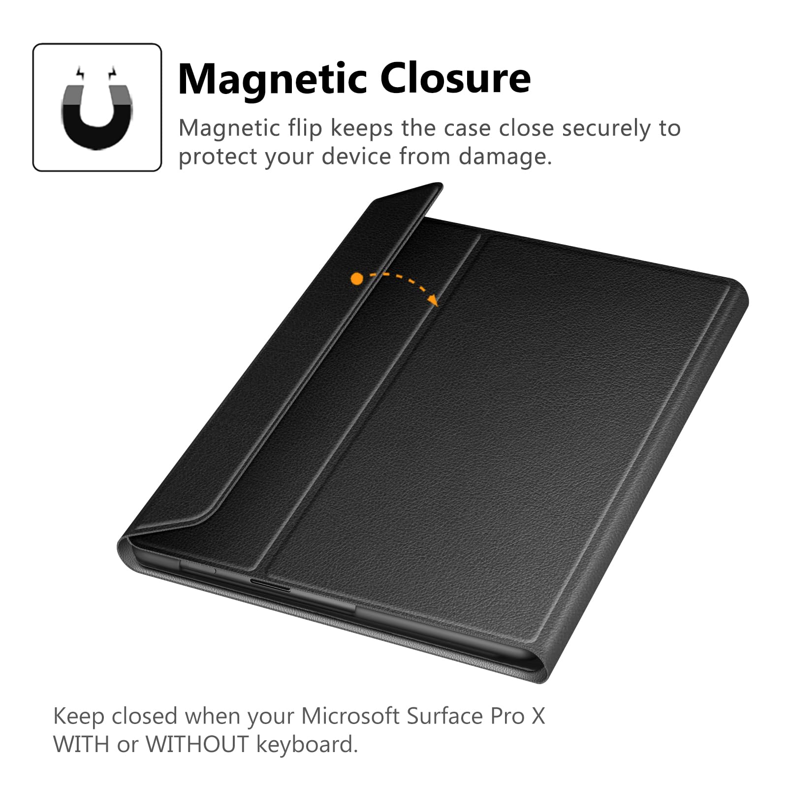Fintie Case for Microsoft Surface Pro X (2021/2020/2019) - Soft TPU Back Protective Cover Compatible with Type Cover Keyboard for 13 Inch New Surface Pro X (SQ1/SQ2), Black
