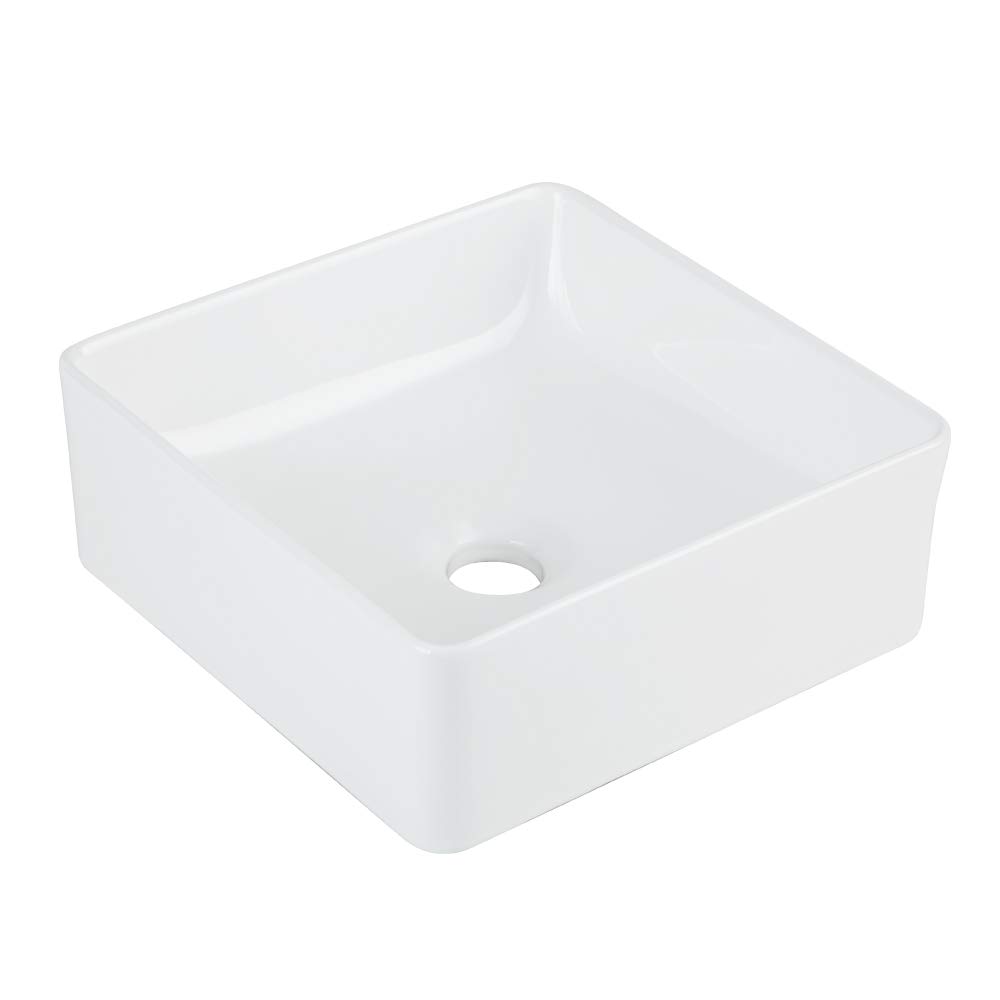 AWESON Square Vessel Sink 11.8 inch x 11.8 inch, Above Counter Vessel Sink, Small Bathroom Sink Square, Ceramic