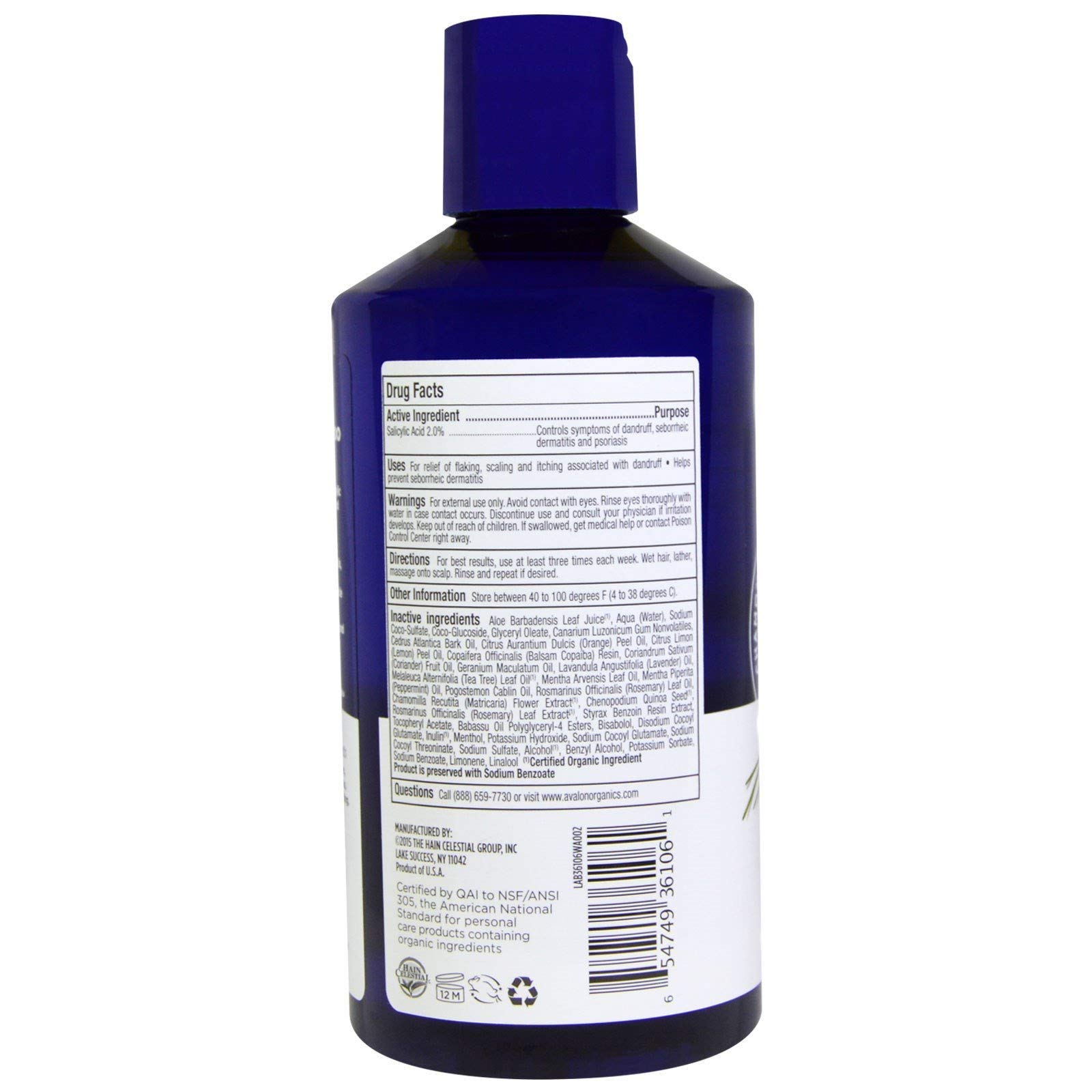 Avalon Organics Anti-Dandruff Shampoo and Anti-Dandruff Conditioner Bundle With 2% Salicylic Acid, Aloe Vera, Tea Tree, Chamomille and Essential Oils, 14 fl. oz. each