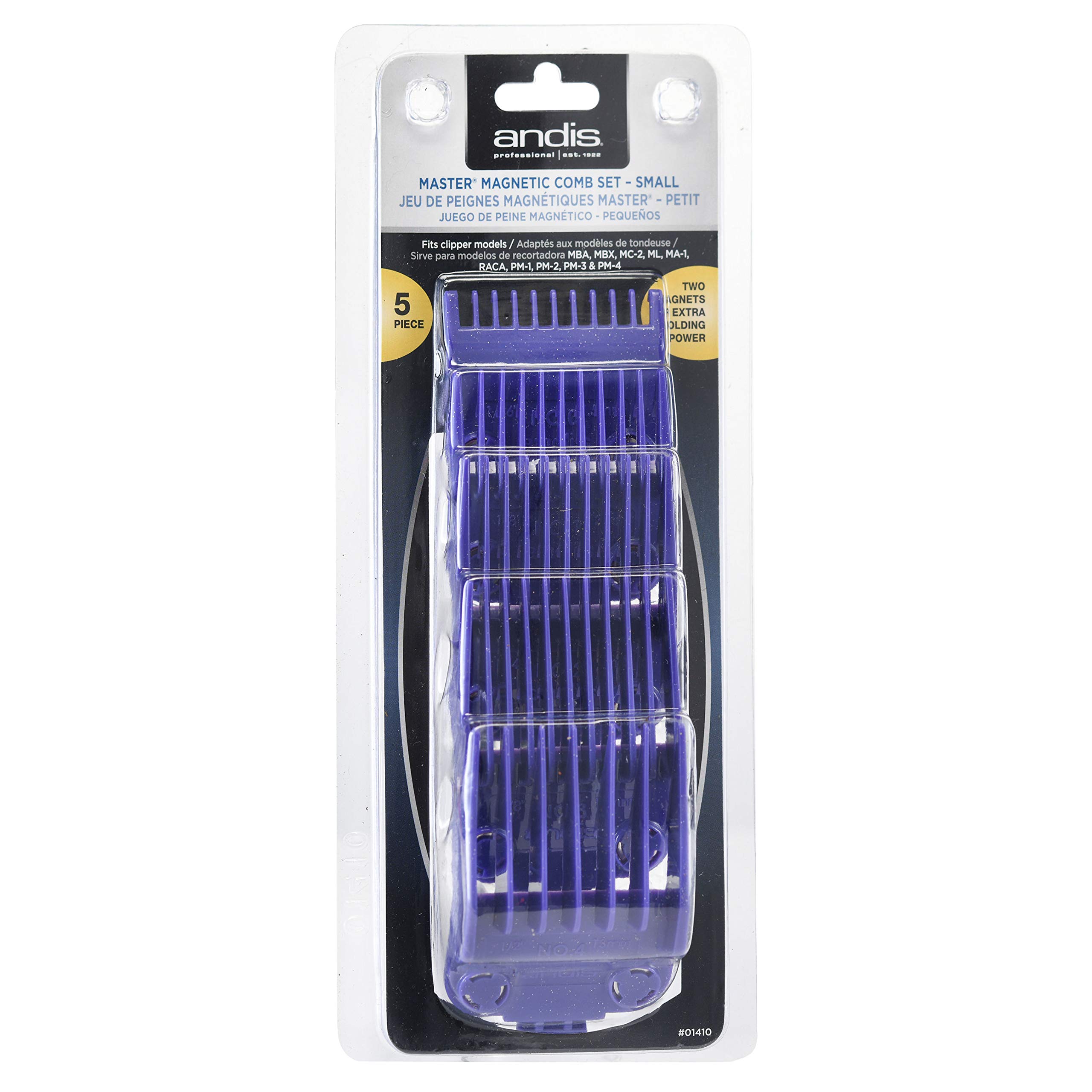 Andis Master Dual Magnet 5-Comb Set with a BeauWis Blade Brush