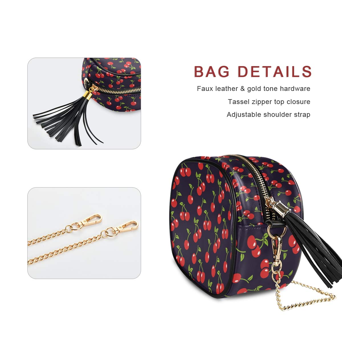 ALAZA PU Leather Small Crossbody Bag Purse Wallet Cherry Red Cell Phone Bags with Adjustable Chain Strap & Multi Pocket