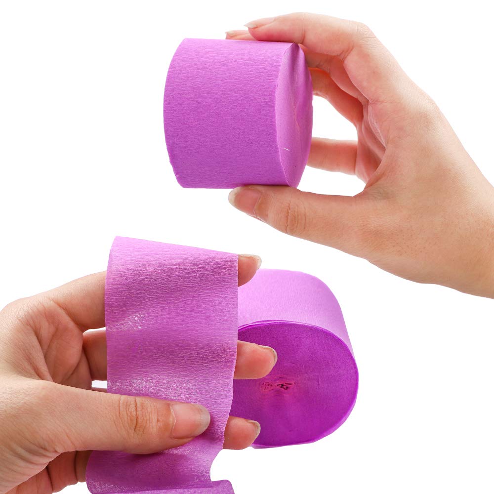 12 Rolls Crepe Paper Streamers Romantic Purple for Wedding Ceremony Birthday Various Large Festivals Decoration