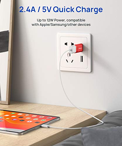 JSAUX USB Data Blocker, (4-Pack) USB-A Defender Only for Quick Charge, Protect Against Juice Jacking, Refuse Hacking Provide Safe Charging- Red