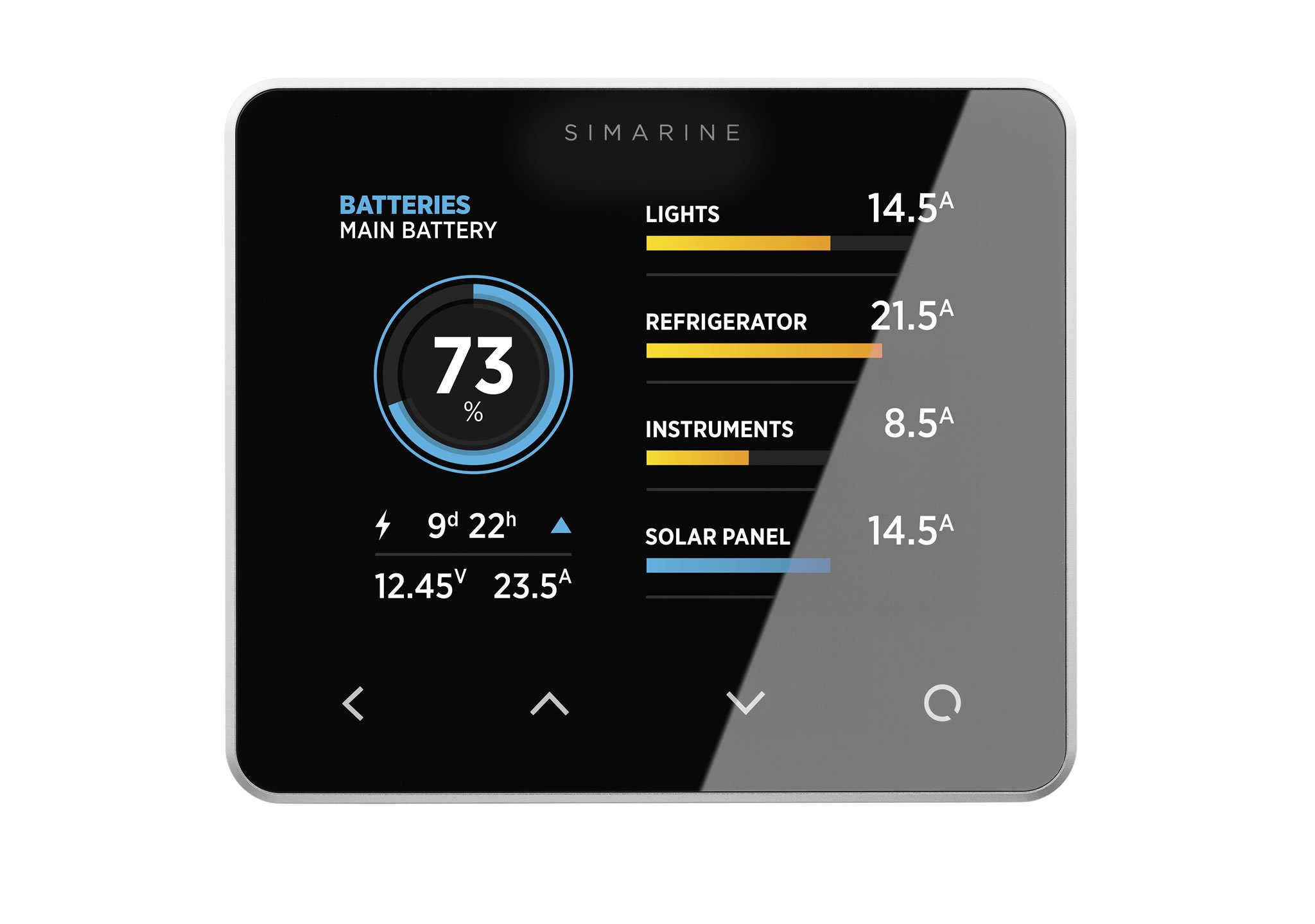 Simarine Pico Blue Battery Monitor System Set, Multi-Voltage, Lead Acid & Lithium Battery Compatible, Tank Monitoring, Shunt 500 A (Bezel, Silver S)