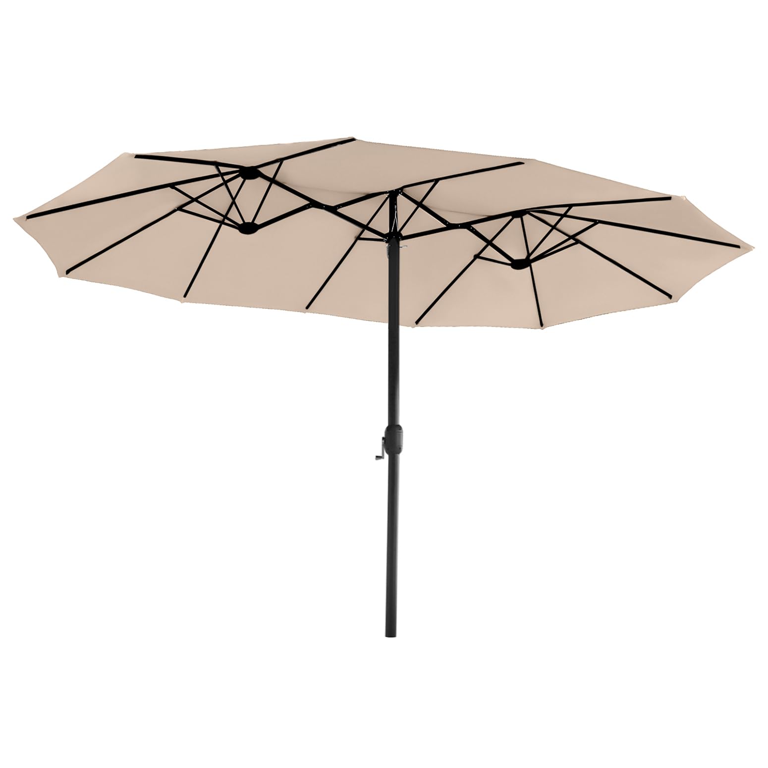 15ft Large Patio Umbrella, Outdoor Double-Sided Market Umbrella with Crank Handle, Patio Table Umbrella, Pool Umbrella, Brown