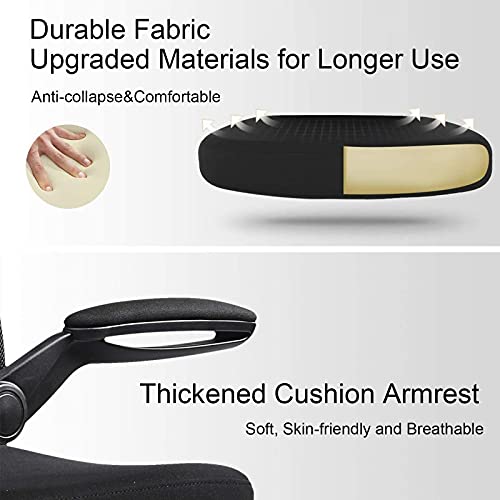 COMHOMA Office Chair Ergonomic Desk Computer Chair with Flip Up Arms Lumbar Support Adjustable Swivel Mid Back for Home Office Black