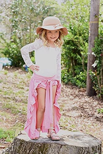 Vintage Fedora Floppy-Hat Kids Girl's Wide Brim Felt Bowler-Hat for 3-8 Years Old (Camel, 5-9 Years)