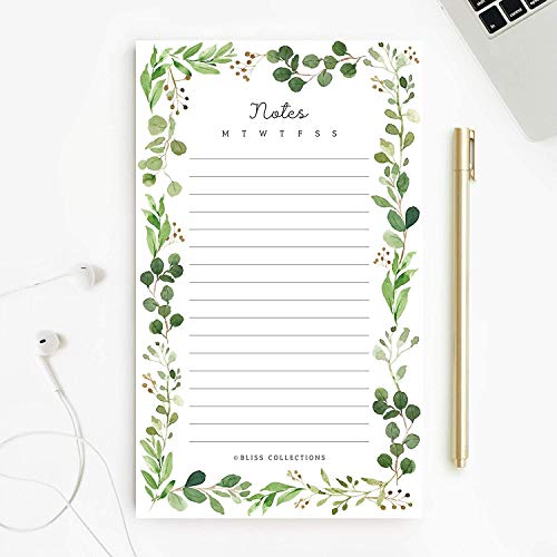 Bliss Collections to Do List Notepad, Greenery, Magnetic Weekly and Daily Planner for Organizing and Tracking Grocery Lists, Appointments, Ideas, Reminders, Priorities and Notes, 4.5"x7" (50 Sheets)