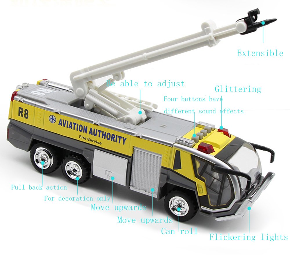 Ailejia Airport Fire Trucks for Boys, Fire Engine Toys Diecast Fire Truck Engine Pullback Friction Toy Engineering Vehicle fire Truck Model (red)