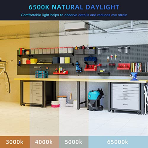 Adiding LED Garage Ceiling Light - 2 Packs Adjustable 20000lm Bright LED Basement Light 6 Deformable Panels 6500K Shop Lights Screw in E26 E27 Bulb Socket for Workshop Storage Room Warehouse Attic