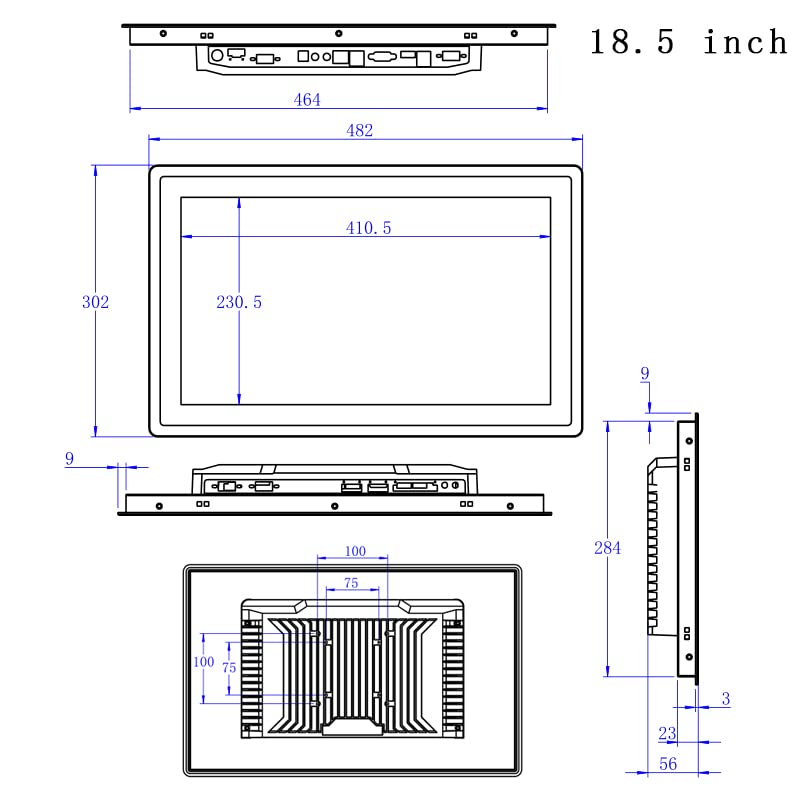 18.5 Inch Industrial Tablet PC capacitive Touch IP65 Panel Win10 (8GB RAM+128GB SSD, Core i3-5010U)