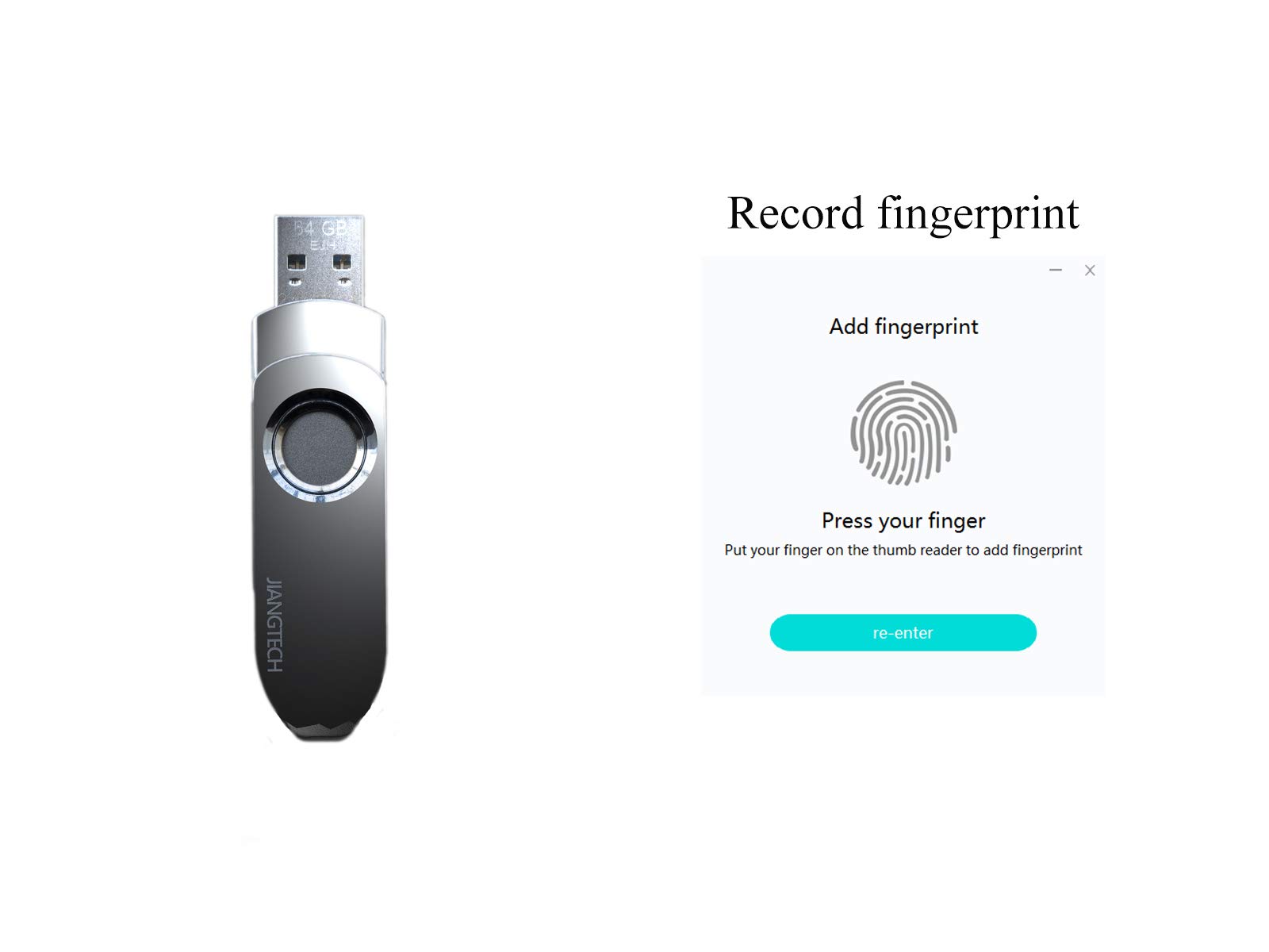 JIANGTECH USB Drive for PC and Android, Enctypted by Fingerprint, Support USB 3.0 (128GB)