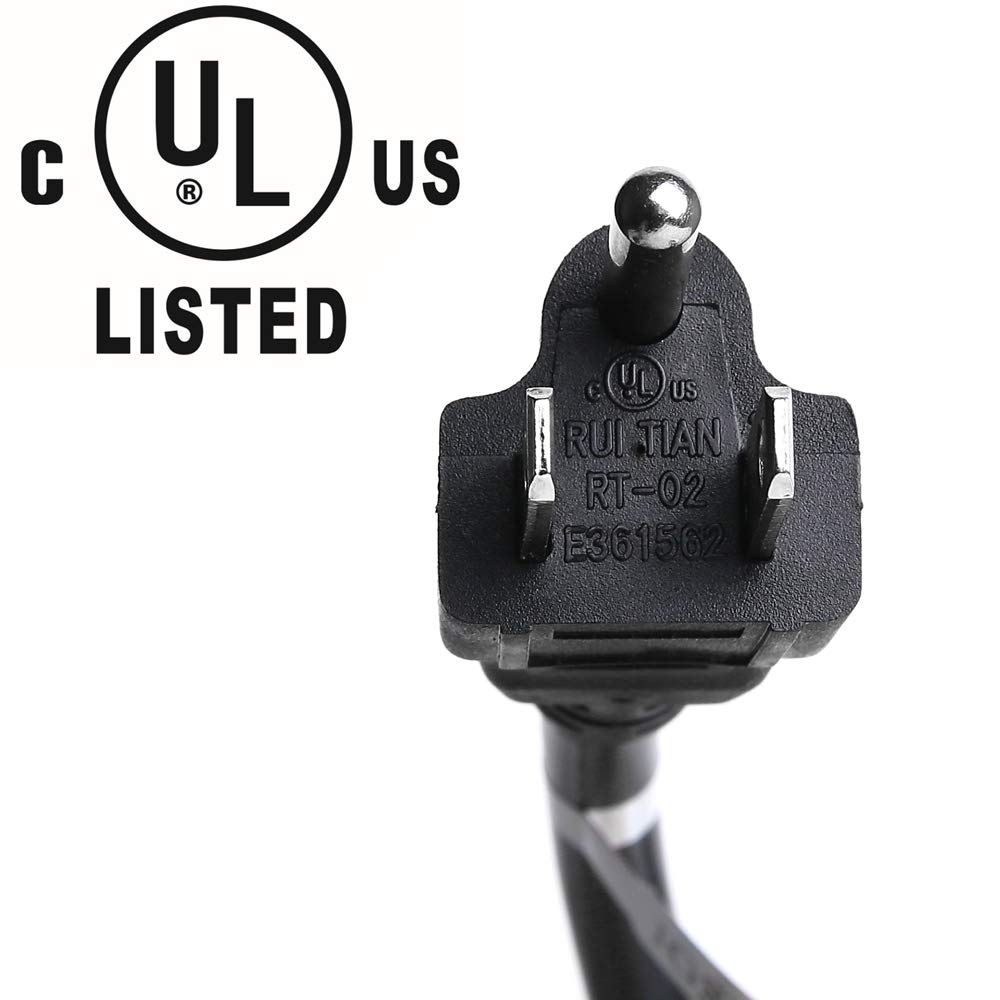 14 AWG 3 Conductor 3-Prong Power Cord with Open Wiring, 15 Amp Max, 6 ft Replacement Power Cord with Open End, Pigtail Open Cable