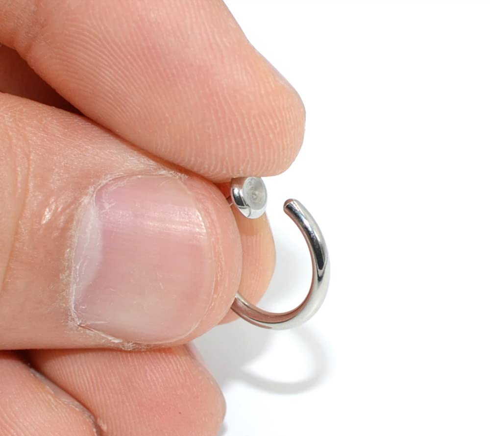 14 Gauge (1.6MM) -12mm Diameter Black Anodized 316L Surgical Steel Non-Piercing Spring Action Fake Nose Ring
