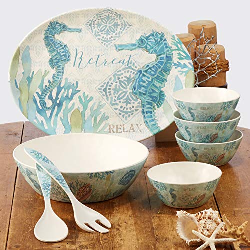 Certified International Beachcomber 3 Piece Melamine Serving Set, Multi Colored, Large