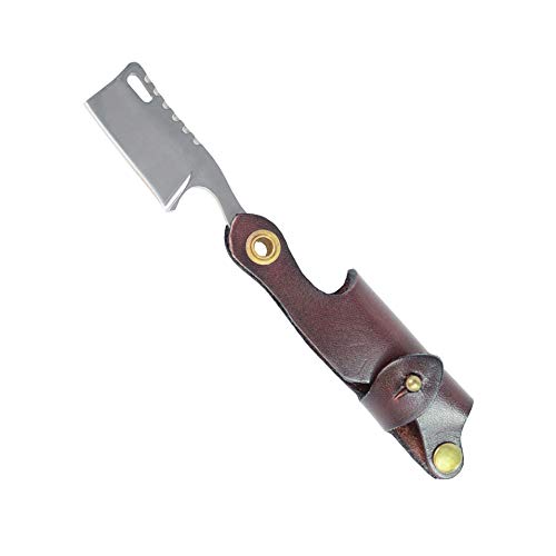 MASALONG Mini EDC folding razor, D2 steel small folding knife key ring, convenient for outdoor daily use kni203 (Razor type)