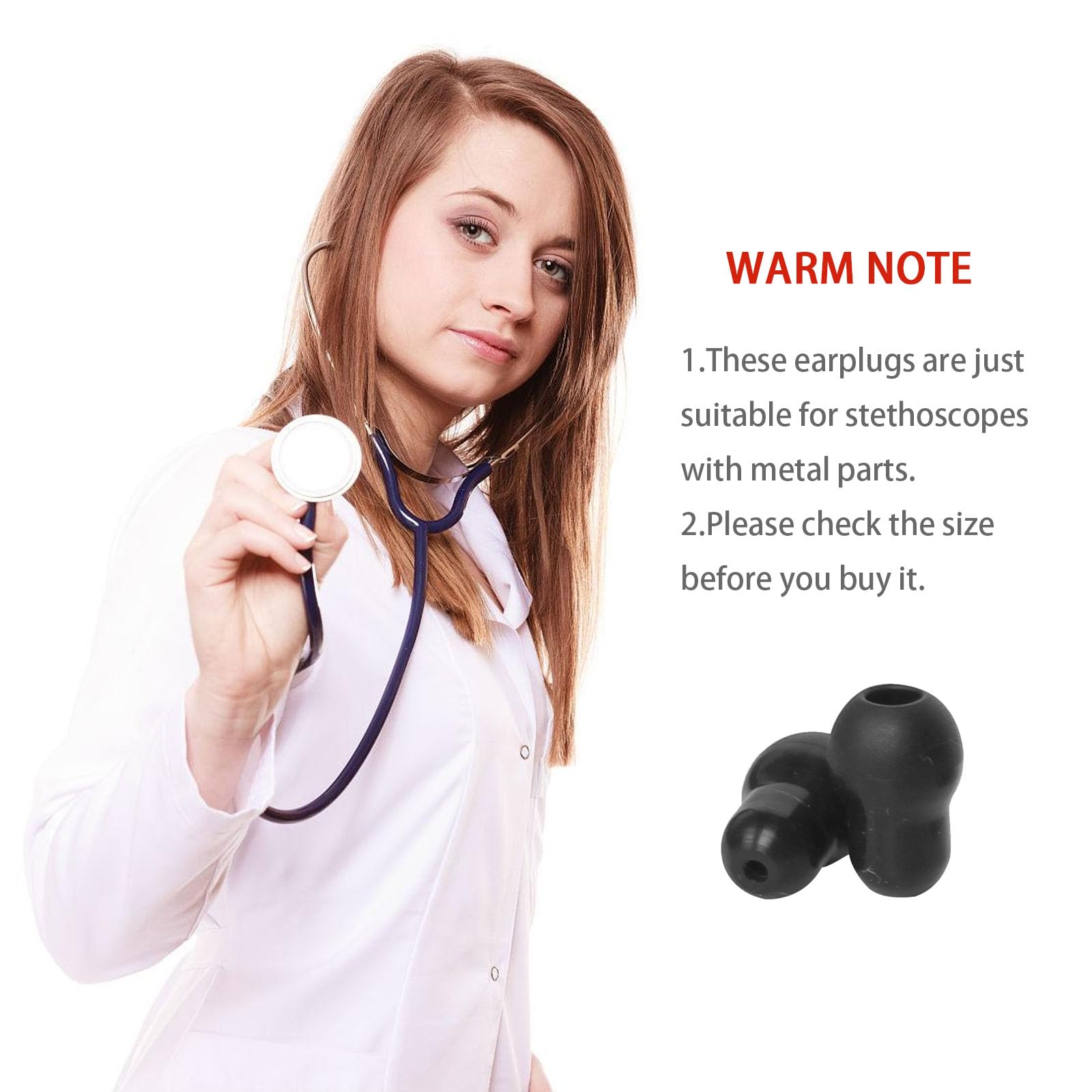 1Pair Ear Tips Replacement for Stethoscopes Silicone Comfortable Stethoscope Ear Pieces Stethoscope Replacement Parts Stethoscope Earplugs, Black