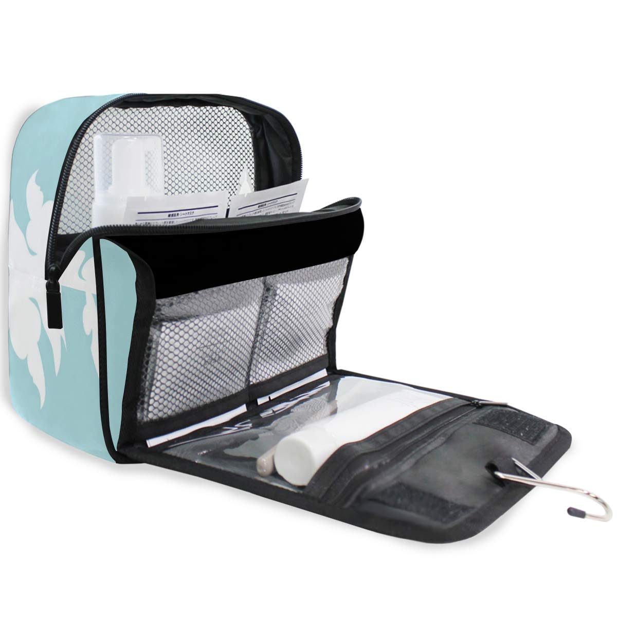ALAZA Pug Dog Blue Travel Toiletry Bag Hanging Multifunction Cosmetic Case Portable Makeup Pouch Organizer with Hook