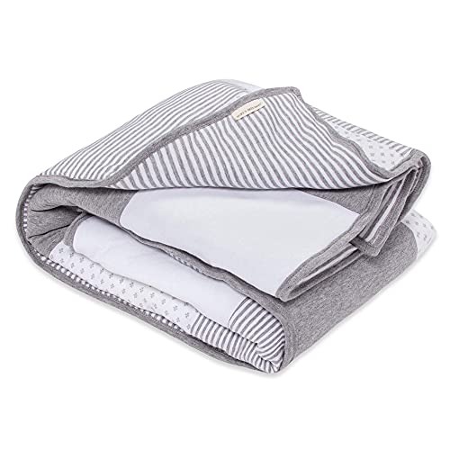 Burt's Bees Baby - Dottie Bee Reversible Quilt, 100% Organic and 100% Polyester Fill (Heather Grey)