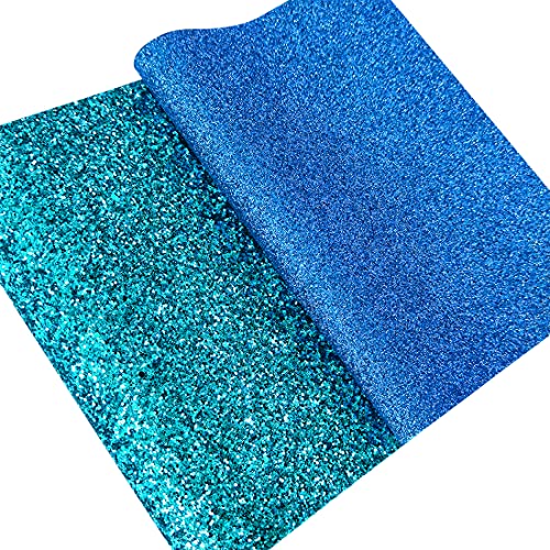 5 Pcs Ice Blue Glitter Faux Leather Sheets Combination Solid PU Leather Synthetic Crafts Fabric for Leather Bows Earrings Making 8x12 Inch