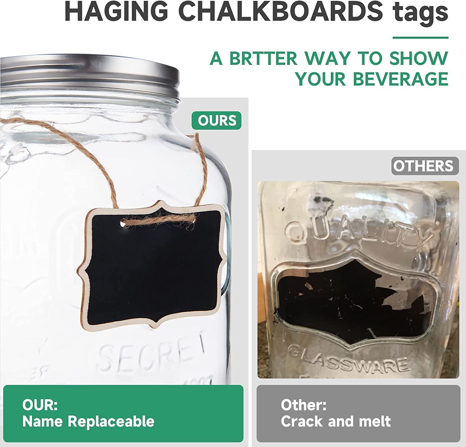 2 Pack Drink Dispenser Beverage Dispenser with Spigot Each 1 Gallon Glass Drink Dispensers for Parties Lemonade Sangria Dispenser Mason Jar Drink Dispensers with Chalkboards