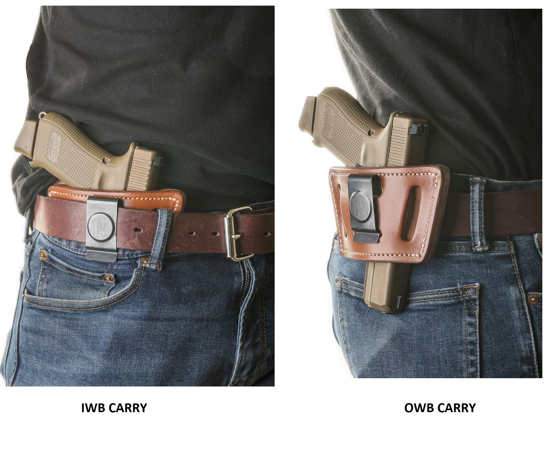 1791 Universal Medium Gun Holster, OWB/IWB CCW Holster, Right & Left Handed - Fits 1911, SIG P938, P238, Glock 19, Glock 43, Ruger LCP, SR22, LCR, Walther, S&W, Browning, Beretta, Keltec
