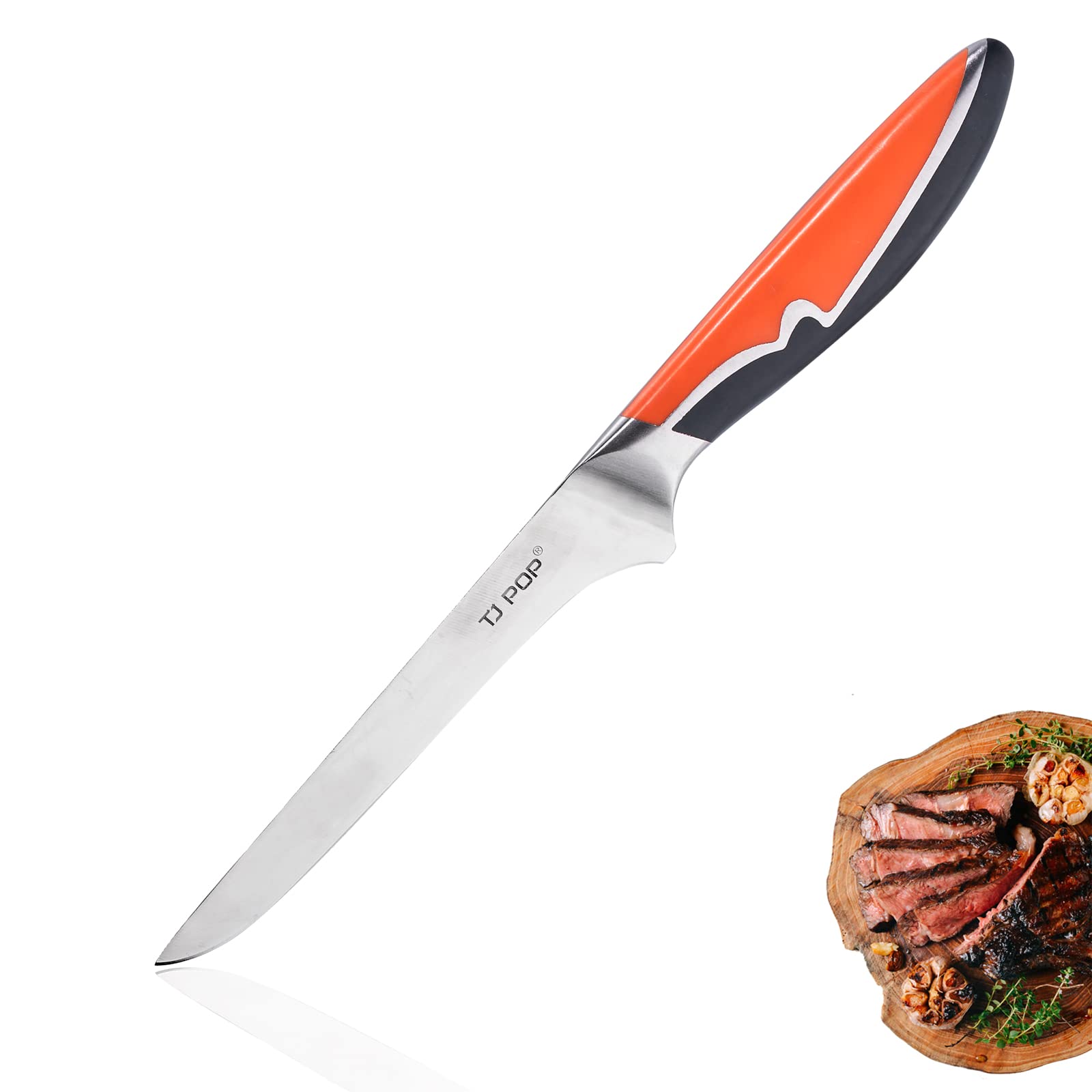 TJ POP Boning Knife, Ultra Sharp Fillet Knife for Fish and Meat, Full-tang Designed, 6 Inch Blade German HC Steel, Comfort Grip Non-slip Handle