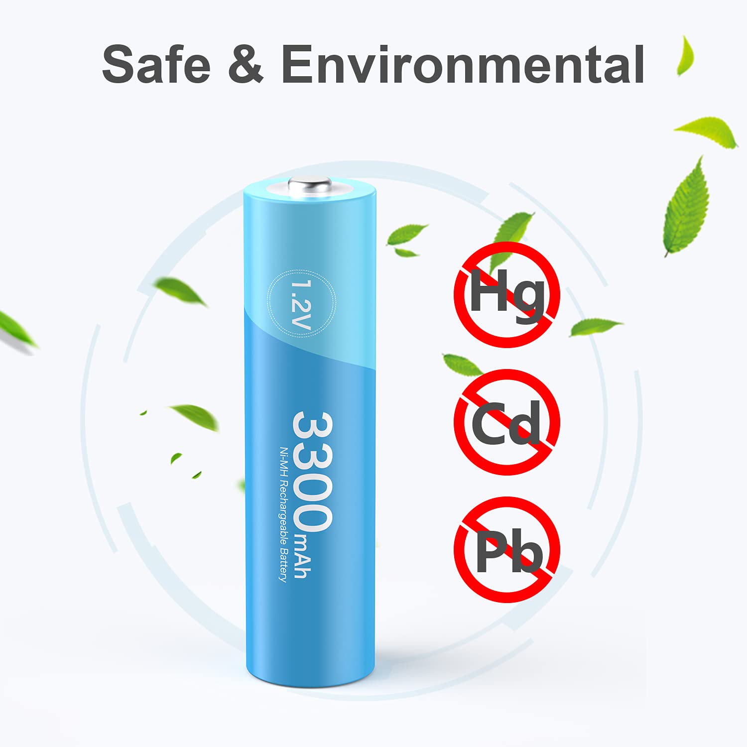 Deleepow Rechargeable AA Batteries 3300mAh AA Nimh Rechargeable Batteries 1200 Cycles 1.2V 8-Pack with USB-C and Micro USB 2 Charge Port LCD Charger